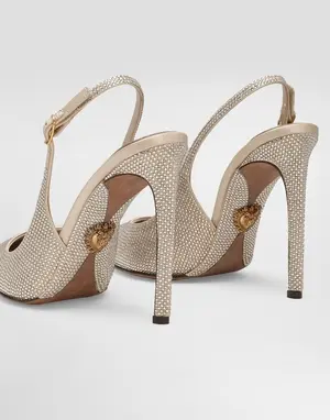 Dolce & Gabbana Devotion Satin Slingback With Rhinestones Pumps And Slingback