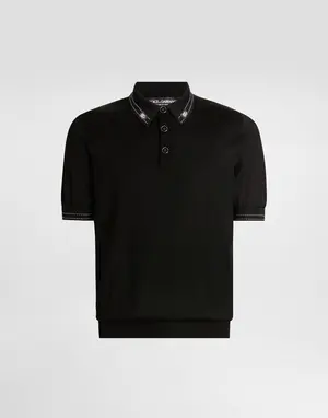 Dolce & Gabbana Silk Polo Shirt Sweaters And Cardigans - Black