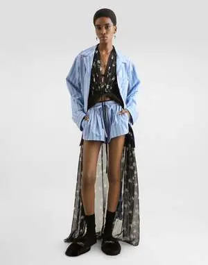 Dolce & Gabbana Violets-print Chiffon Robe Dress Dresses