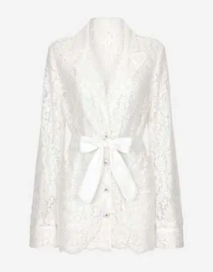 Dolce & Gabbana Floral Cordonetto Lace Pajama Shirt Shirts And Tops - White