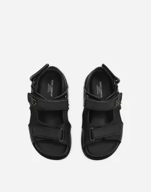 Dolce & Gabbana Calfskin Leather Sandal With Dg Logo