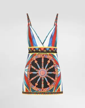 Dolce & Gabbana Carretto-print Fabric Short Dress� Dresses Multi-colored - Multicolor