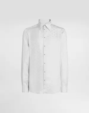 Dolce & Gabbana Dg Logo Martini Shirt In Jacquard Shirts Gray - Grey