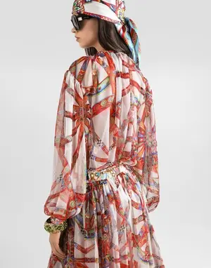 Dolce & Gabbana Carretto-print Chiffon Top - Multicolor