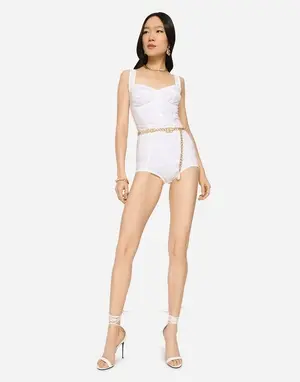 Dolce & Gabbana Corset Bodysuit Shirts And Tops Satin - White