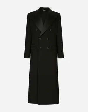 Dolce & Gabbana Double-breasted Stretch Wool Crepe Coat Coats And Jackets Wool - Black