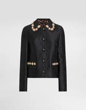 Dolce & Gabbana Peony-motif Brocade Jacket Coats And Jackets - Black