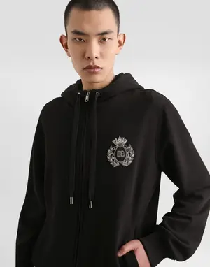Dolce & Gabbana Cotton Hoodie Heraldic Patch Sweatshirts