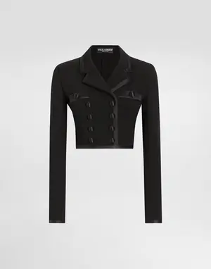 Dolce & Gabbana Short Double-breasted Wool Crepe Jacket Coats And Jackets - Black