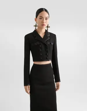 Dolce & Gabbana Short Double-breasted Wool Crepe Jacket Coats And Jackets