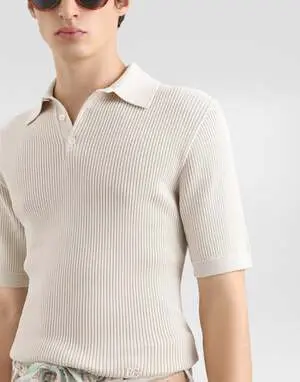 Dolce & Gabbana Micro-rib Cotton Polo Shirt Sweaters And Cardigans