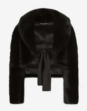 Dolce & Gabbana Short Lambskin Jacket With Belt Coats And Jackets - Black