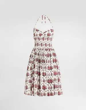 Dolce & Gabbana Small Flower Bouquet-print Poplin Dress Dresses - Multicolor