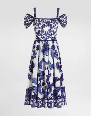 Dolce & Gabbana Dg Exclusive Majolica- Short Poplin Dress Dresses - Print