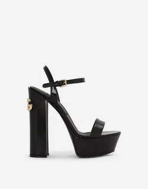 Dolce & Gabbana Polished Calfskin Platform Sandals Sandals And Wedges Leather - Black