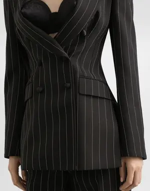 Dolce & Gabbana Double-breasted Pinstripe Wool Jacket Blazers