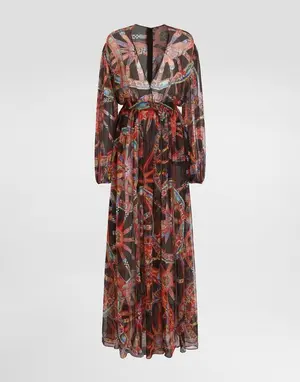 Dolce & Gabbana Carretto-print Chiffon Long Dress Dresses - Multicolor