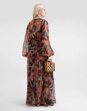 Dolce & Gabbana Carretto-print Chiffon Long Dress