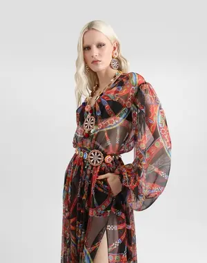 Dolce & Gabbana Carretto-print Chiffon Long Dress