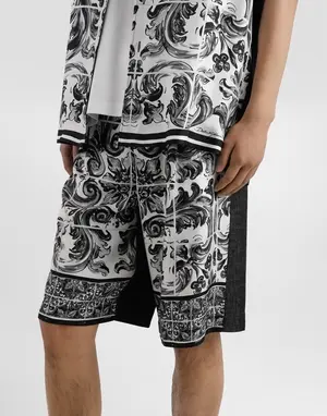 Dolce & Gabbana Maiolica-printed Denim Bermuda Shorts