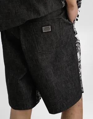 Dolce & Gabbana Maiolica-printed Denim Bermuda Shorts