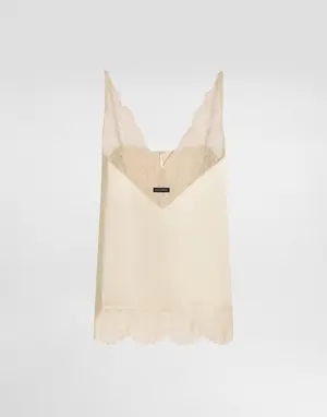 Dolce & Gabbana Silk Satin Top Shirts And Tops Silk - Beige