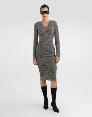 Dolce & Gabbana Chevron Print Cady Midi Dress Dresses