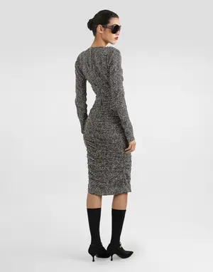 Dolce & Gabbana Chevron Print Cady Midi Dress Dresses