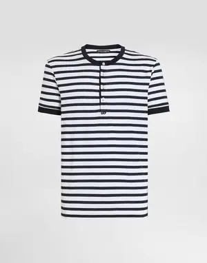 Dolce & Gabbana Serafino Striped Cotton T-shirt T-shirts And Polos - Multicolor