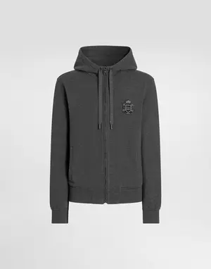 Dolce & Gabbana Jersey Sweatshirt With Heraldic Patch Sweatshirts Gray - Grey