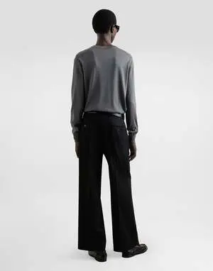 Dolce & Gabbana Silk Round-neck Sweater With Dg Embroidery - Grey