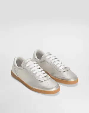Dolce & Gabbana Saint Tropez Foiled Leather Sneakers Sneakers - Silver
