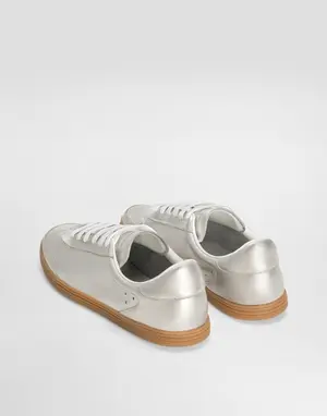 Dolce & Gabbana Saint Tropez Foiled Leather Sneakers Sneakers - Silver