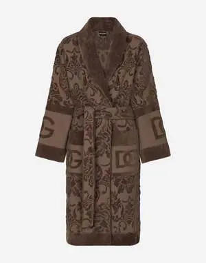 Dolce & Gabbana Bathrobe In Terry Cotton Jacquard Monochrome Bathrobes - Multicolor
