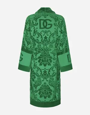 Dolce & Gabbana Bathrobe In Terry Cotton Jacquard Monochrome Bathrobes