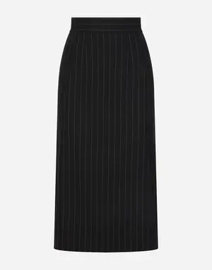 Dolce & Gabbana Pinstripe Wool Calf-length Skirt Skirts - Multicolor