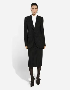 Dolce & Gabbana Pinstriped Wool Calf-length Skirt