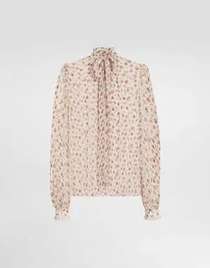 Dolce & Gabbana Small Rose-print Chiffon Top Shirts And Tops - Multicolor