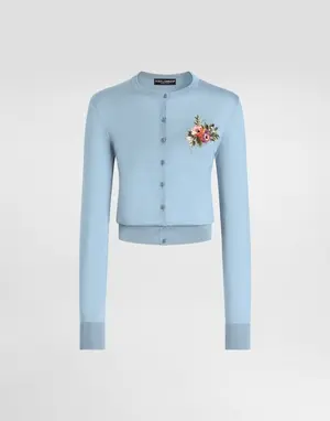 Dolce & Gabbana Silk Cardigan With Buttons Sweaters And Cardigans - Azure
