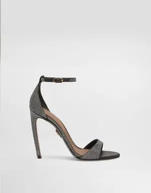 Dolce & Gabbana Silk Satin Sandals With Rhinestones Sandals And Wedges - Multicolor