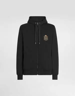 Dolce & Gabbana Jersey Sweatshirt With Heraldic Patch Sweatshirts - Black