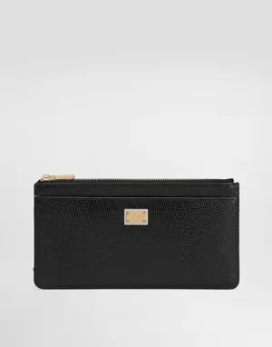 Dolce & Gabbana Iguana-print Leather Card Holder With Plate Wallets And Small Leather Goods Leather - Black