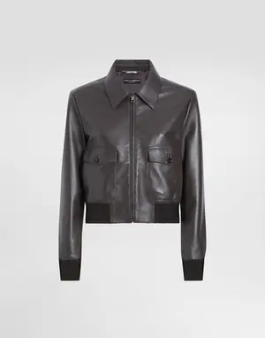 Dolce & Gabbana Short Plongé Nappa Leather Jacket Coats And Jackets - Brown