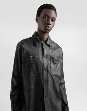 Dolce & Gabbana Leather Shirt With Logo And Tag Shirts