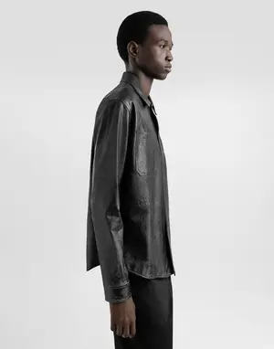 Dolce & Gabbana Leather Shirt With Logo And Tag Shirts