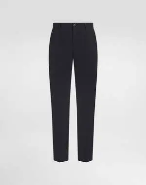 Dolce & Gabbana Stretch Cotton Pants With Branded Tag Pants And Shorts Cotton - Blue