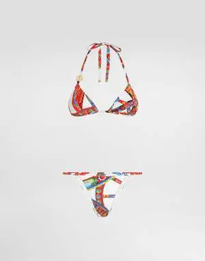 Dolce & Gabbana Carretto-print Triangle Bikini� Swimwear - Multicolor