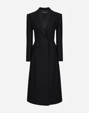 Dolce & Gabbana Long Single-breasted Wool Cady Coat Coats And Jackets Wool - Black