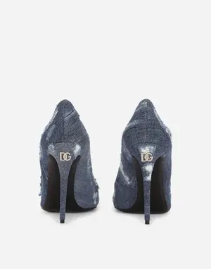 Dolce & Gabbana Patchwork Denim Pumps With Rhinestone Buckle Pumps And Slingback Denim
