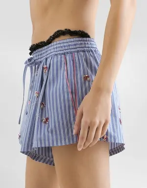 Dolce & Gabbana Crystal Flower-print Cotton Shorts